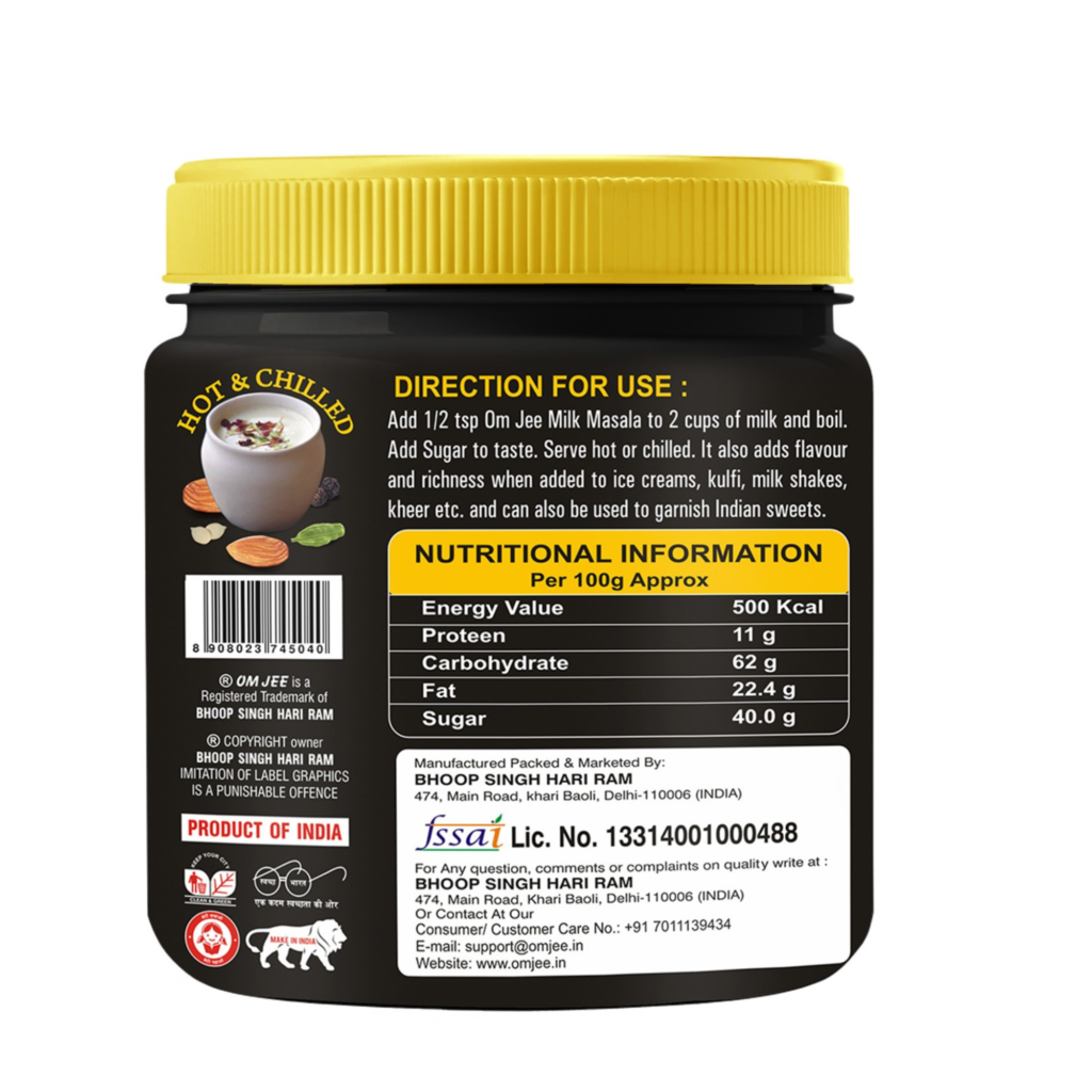 Omjee Premium Milk Masala – 100g | With Dry Fruits & Kesar for Milk ...